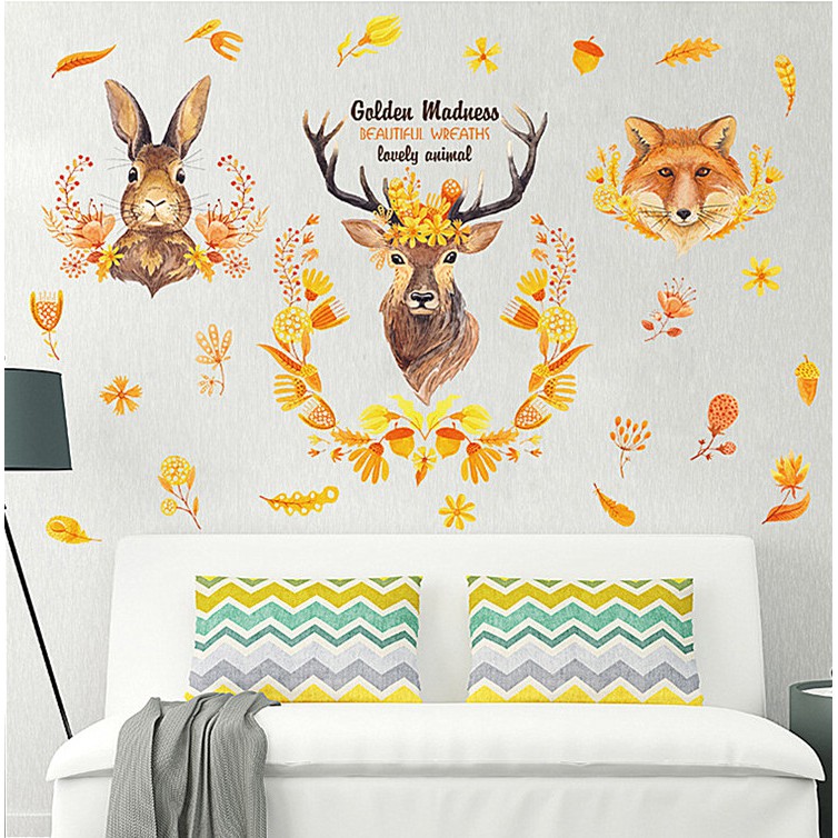 Floor / Wall Sticker #52 (Rabbit,Deer,Fox) | Shopee Malaysia