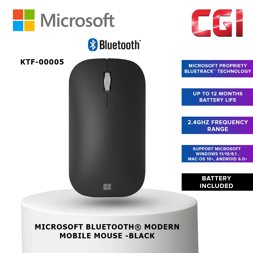 Microsoft Modern Mobile Mouse Bluetooth - Black (KTF-00005) | Shopee ...
