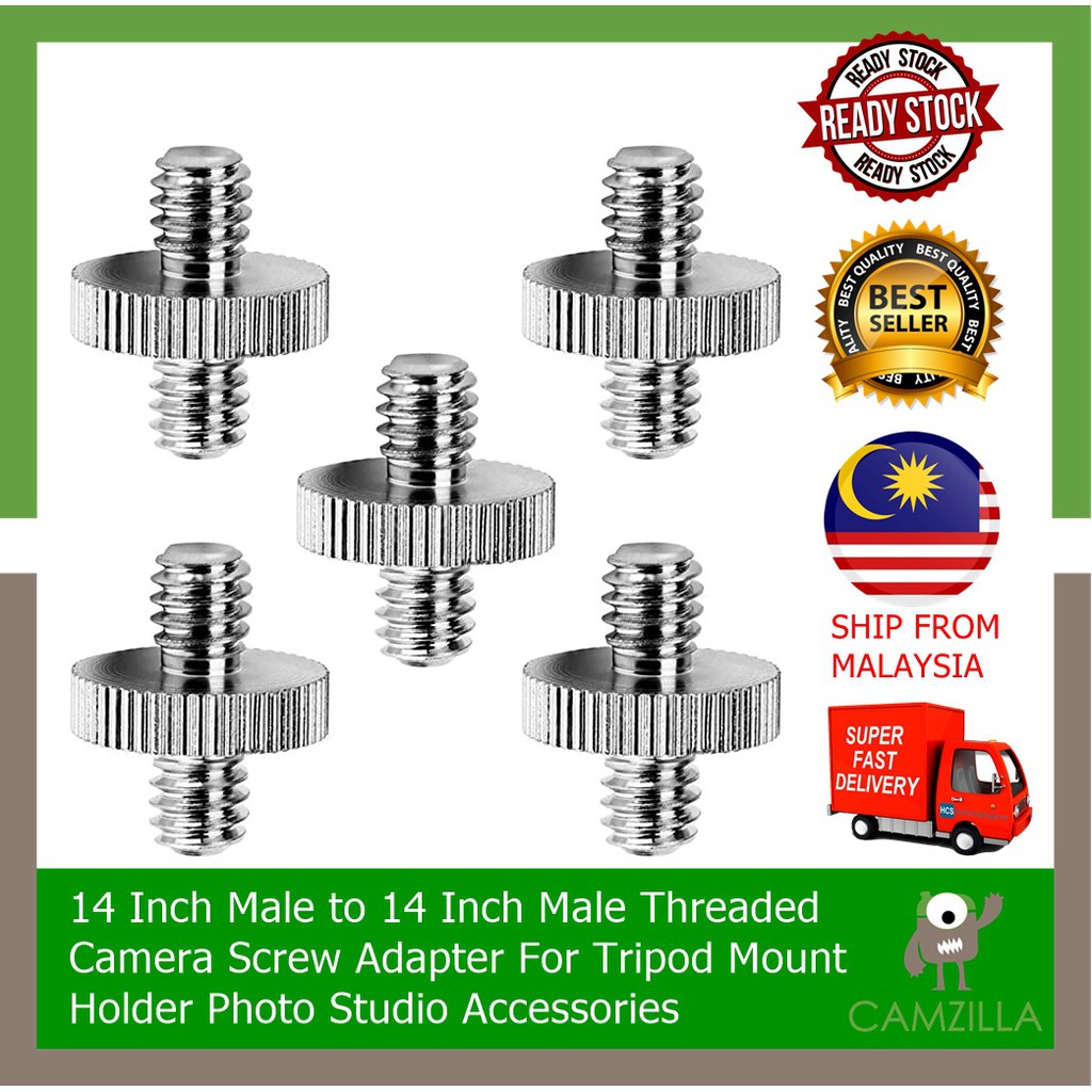 1/4 Inch Male to 1/4 Inch Male Threaded Camera Screw Adapter For Tripod ...