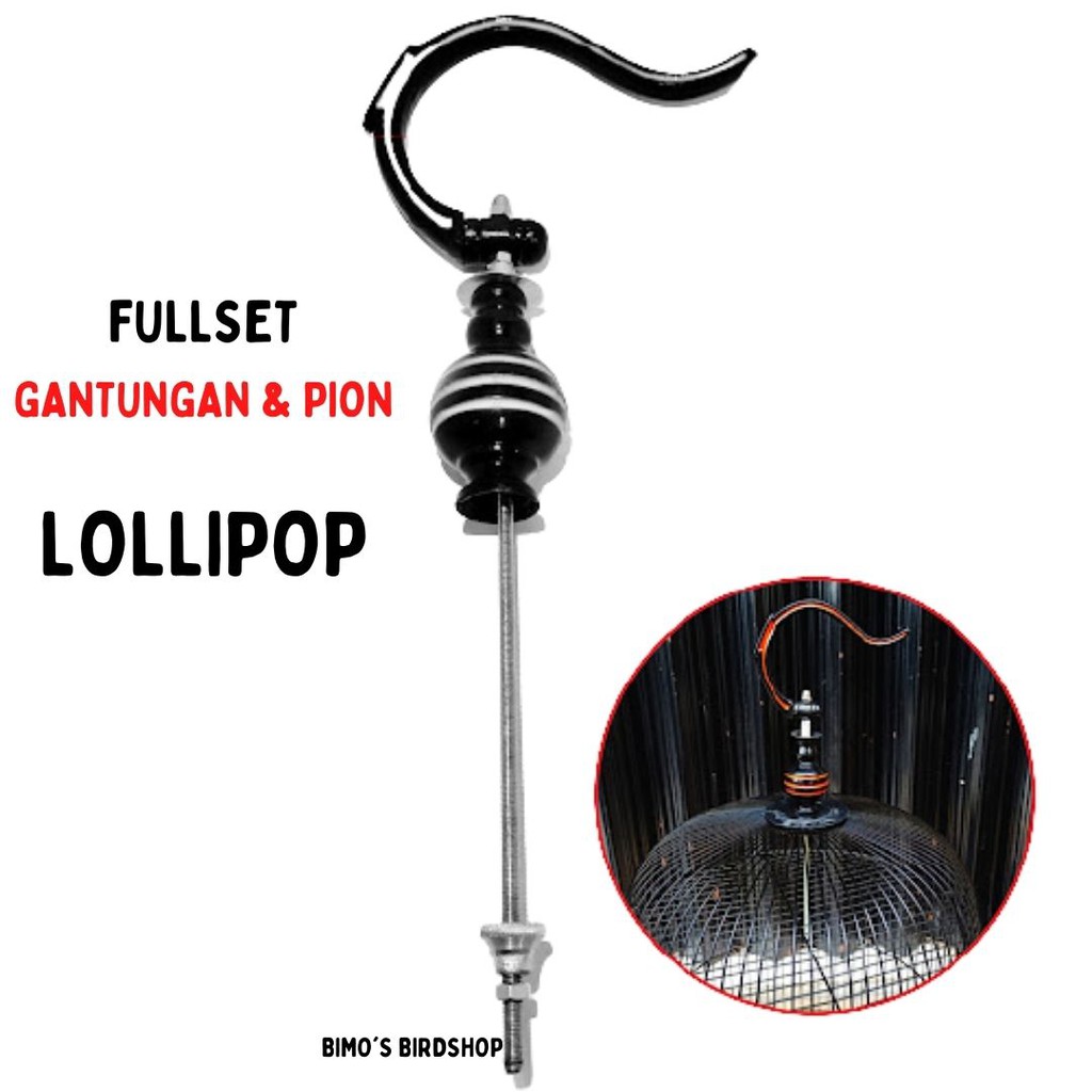 HITAM GANTUNGAN Black LOLLIPOP Folding Cage Hanger FULLSET Pawn Bird ...