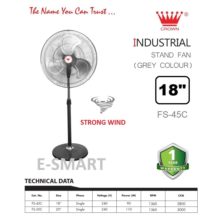 CROWN / MECK 18" Industrial Stand Fan / Kipas Berdiri | Shopee Malaysia
