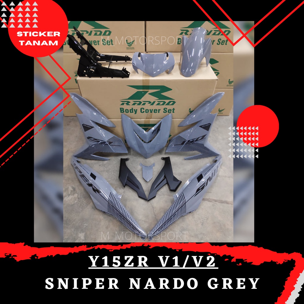 RAPIDO COVER SET Y15ZR V1/V2 SNIPER NARDO GREY (STICKER TANAM/AIRBRUSH) COVERSET | Shopee Malaysia