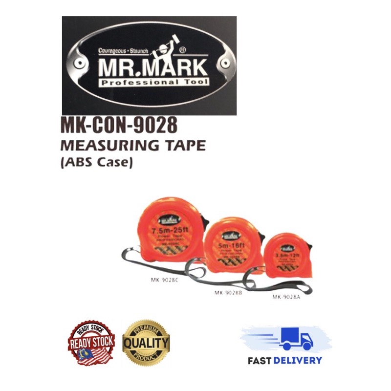 Mr.Mark MK-9028 3.5m/12ft,7.5m/25ft ABS Steel Measuring Tape | Shopee ...
