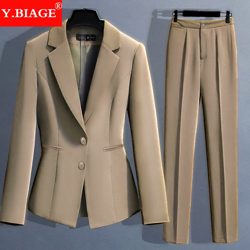 Women's office set wear long sleeve blazer and pants 2 piece business ...