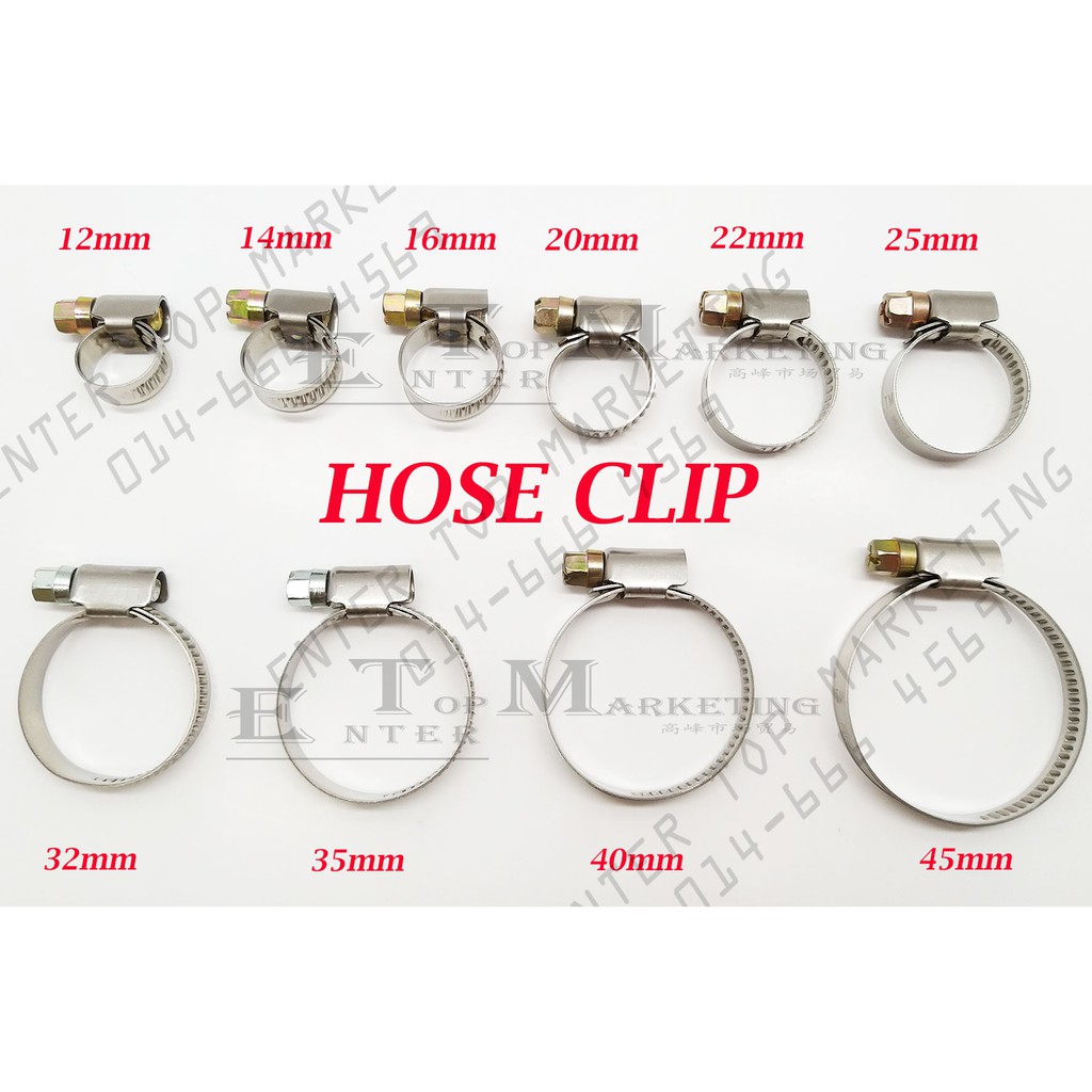 Stainless Steel Hose Clip Petrol Water Hose Clamps Fuel Hose clip Oil ...