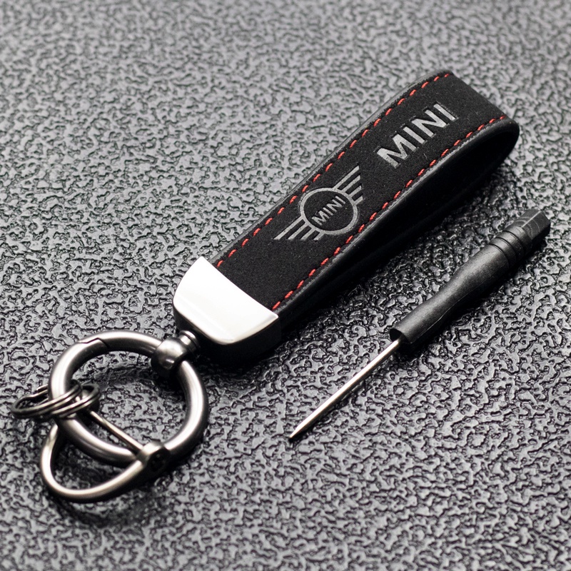 1pcs Suede Leather Car Key Chain Alloy Creative Car Logo Black Key ...