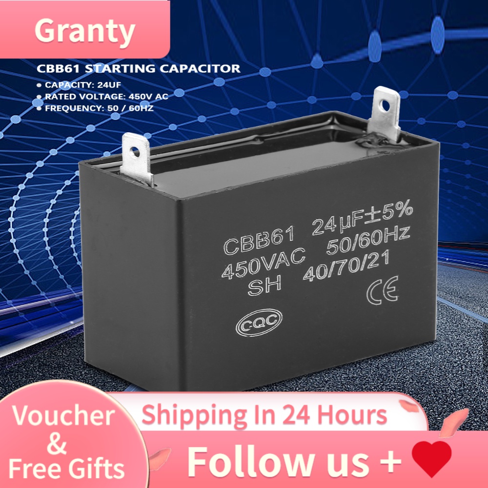 Granty CBB61 Generator Capacitor Starting 450V AC 24uF 50/60Hz for 400 ...