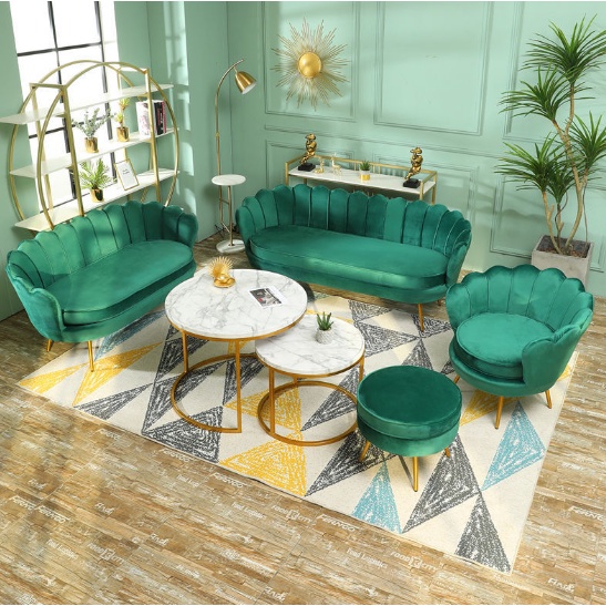 Shell Sofa Nordic European Luxury Modern Sofa Velvet 1/2/3 Seats ...