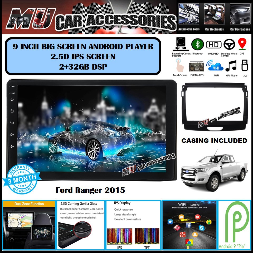(2RAM 32GB DSP IPS SCREEN)Ford Ranger 2015 9" Inch Android 9 GPS OEM ...