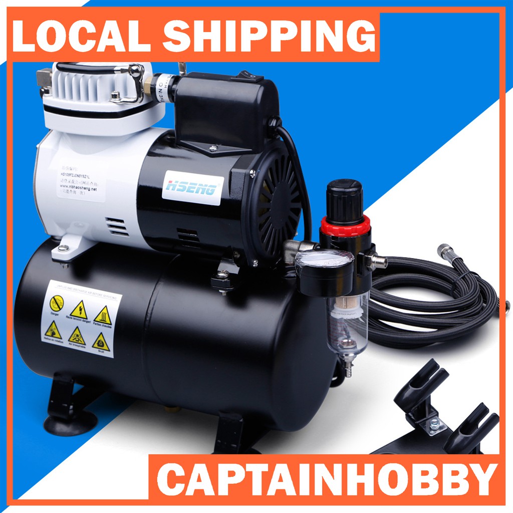 HSENG Pro Airbrushing Compressor Kits W/ Airbrush & 1.5M Hose and 3L ...