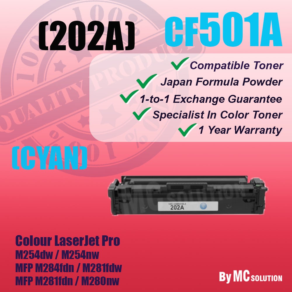 (CYAN) Compatible Laser Toner Cartridge 202A / CF500a / CF501a / CF502a ...