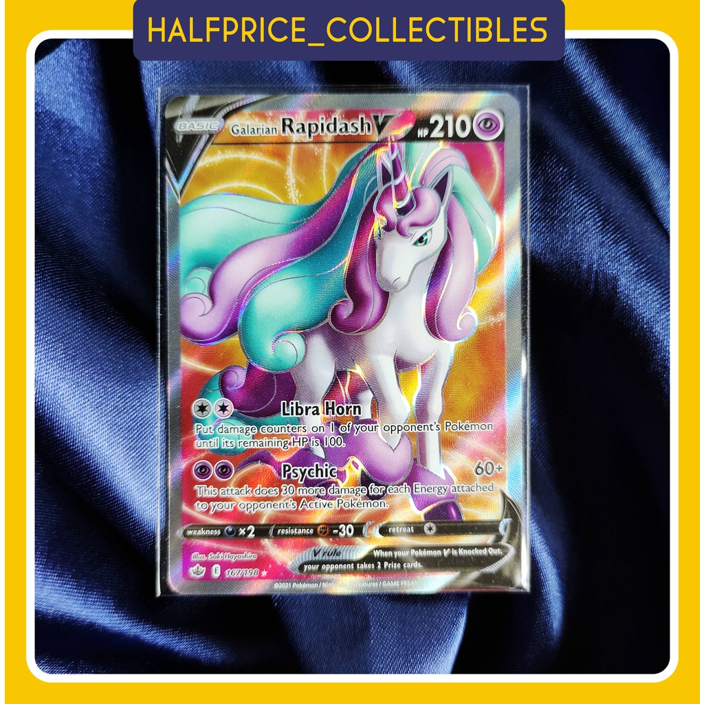 [ POKEMON TCG ] GALARIAN RAPIDASH V FULL ART HYPER RARE CHILLING REIGN ...