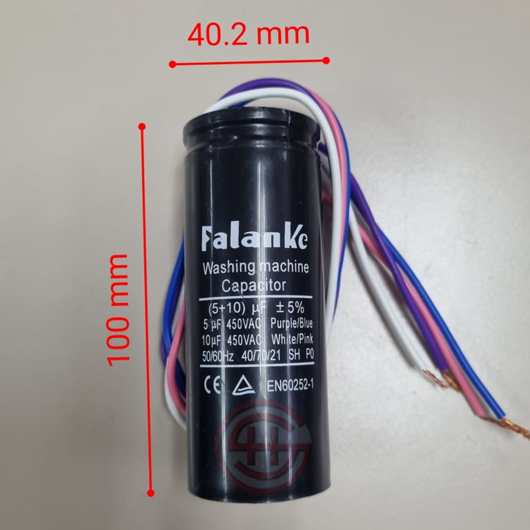 5+10UF 450V WASHING MACHINE STARTING CONDENSER WITH 4 WIRE (FALANKE ...