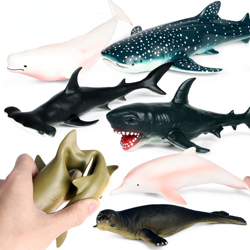 Soft rubber cotton stuffed marine animals sharks whales turtles ...