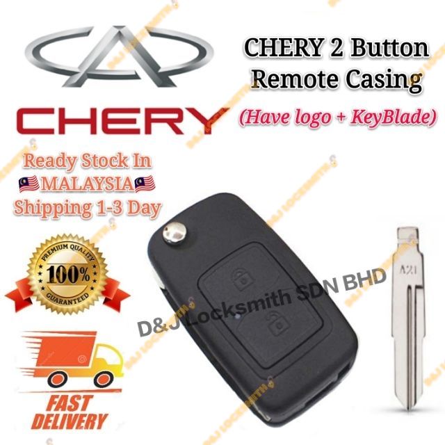 Chery 2 Button Remote Flip Key Casing Cover Key Shell CHERY A5 FULWIN ...