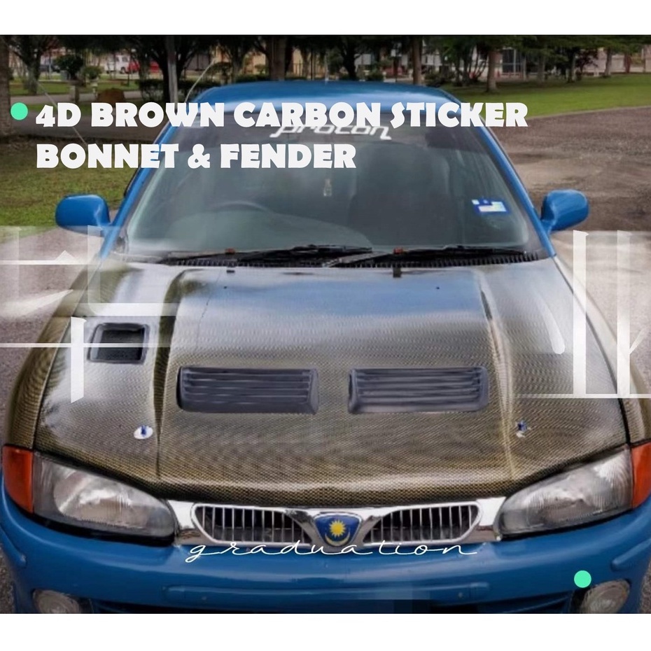 152x152CM 4D BROWN Carbon Sticker Wrap Film Bonnet Car Sticker Carbon ...