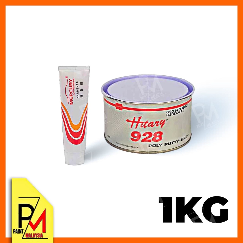 MERCURY Nissan Hitary 928 Poly Car Putty With Hardener 1KG & 4KG Gray ...