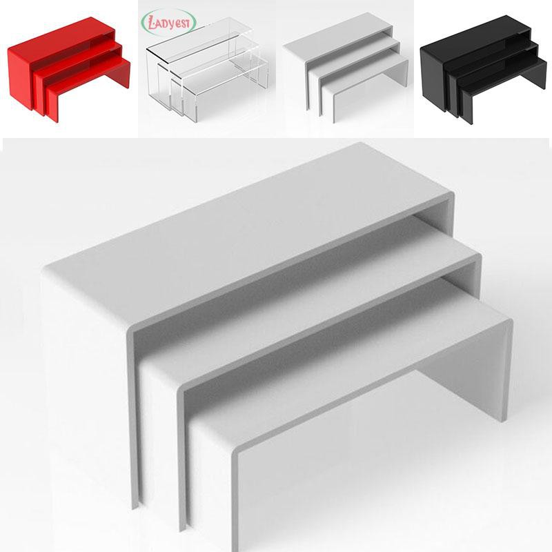 Display Stands Set Holder U-Shaped 3pcs 3mm Acrylic Storage Rack Shelf ...