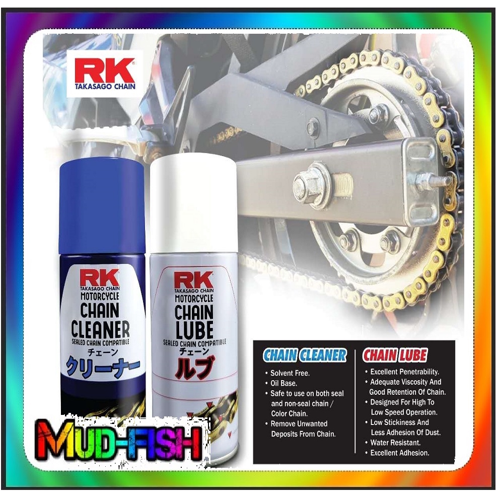 RK CHAIN CLEANER, CHAIN LUBE SPRAY for Standard, O-RING, X-RING, COLOUR ...