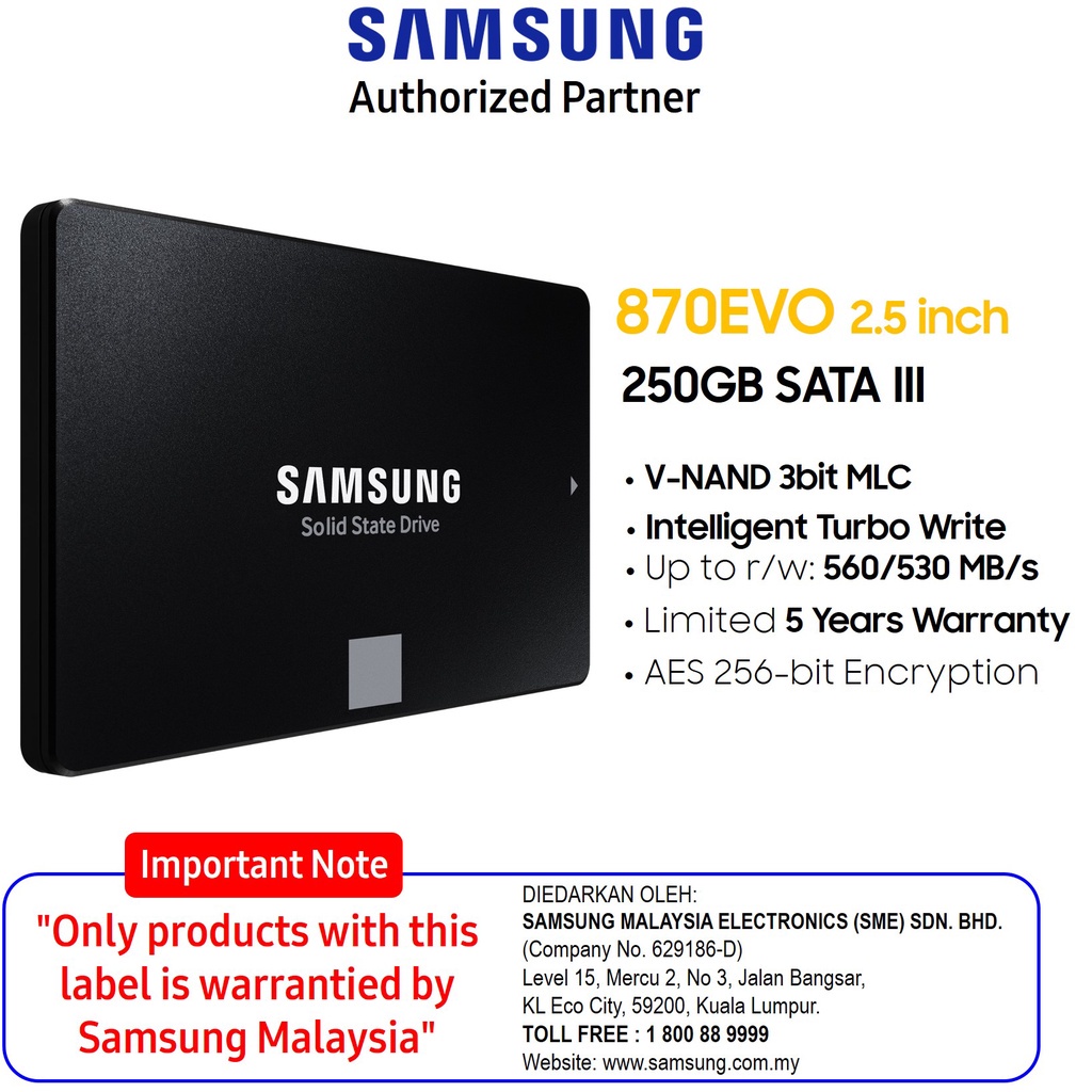 SAMSUNG SSD 870EVO (250GB/500GB/1TB) | Shopee Malaysia