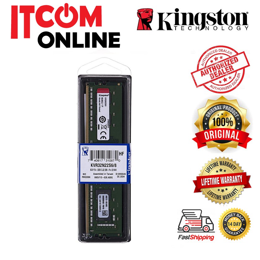 KINGSTON 8GB DDR4 3200MHZ 8Gbit DESKTOP RAM (KVR32N22S8/8) | Shopee ...