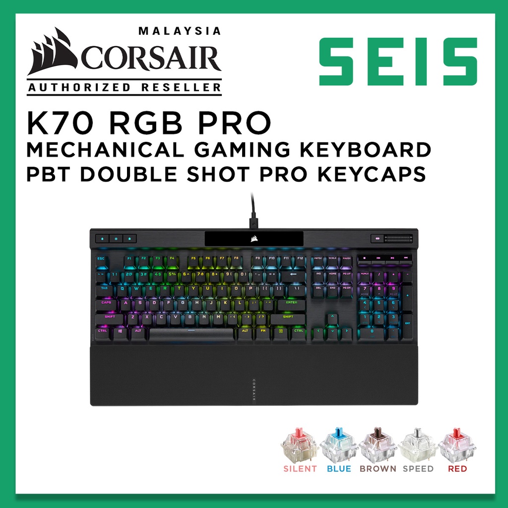 CORSAIR K70 RGB PRO Mechanical Gaming Keyboard with PBT DOUBLE SHOT PRO Keycaps - Cherry MX Blue ...