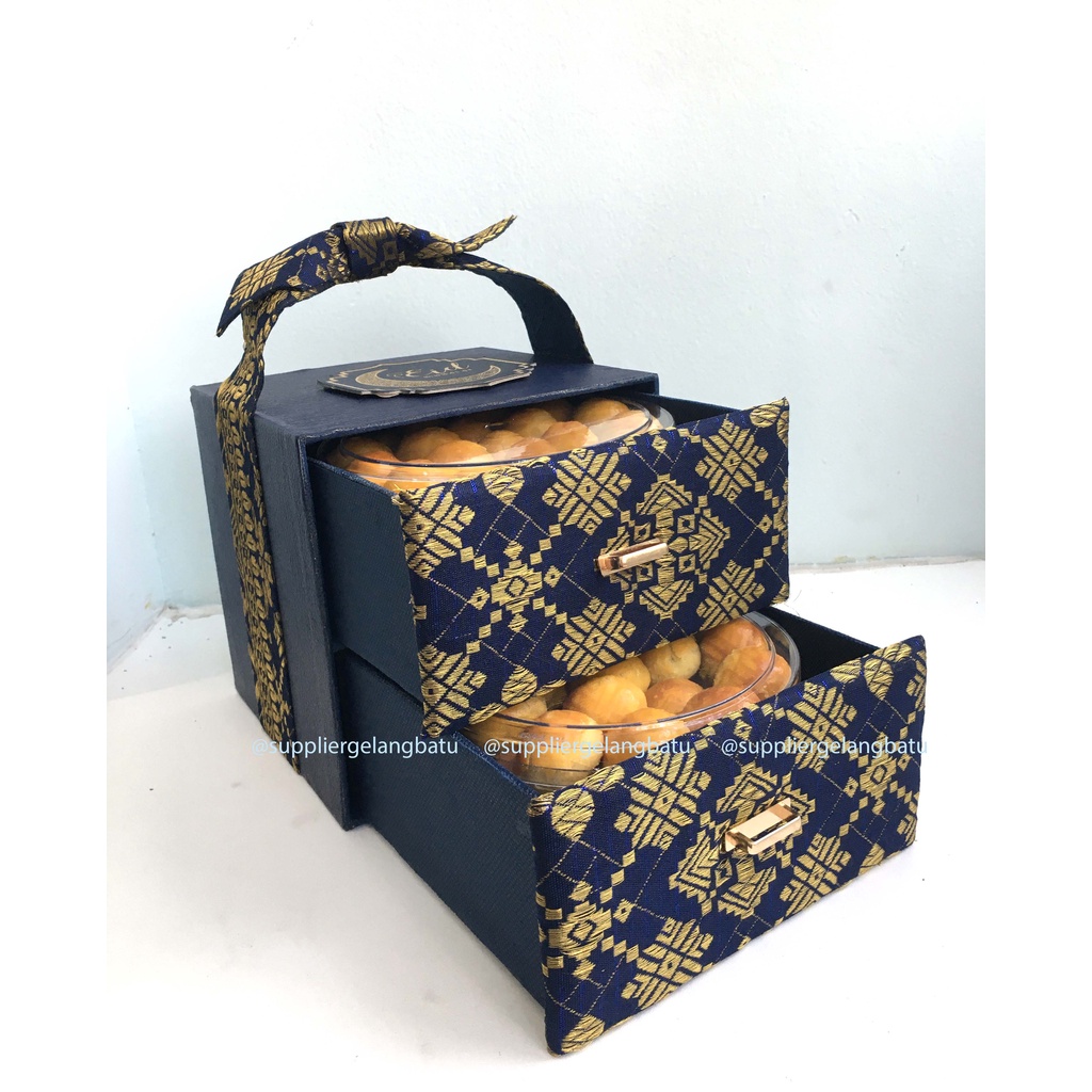 Box ONLY Cookie Box 2 Jars 500 Grams Songket Material Drawers Premium ...