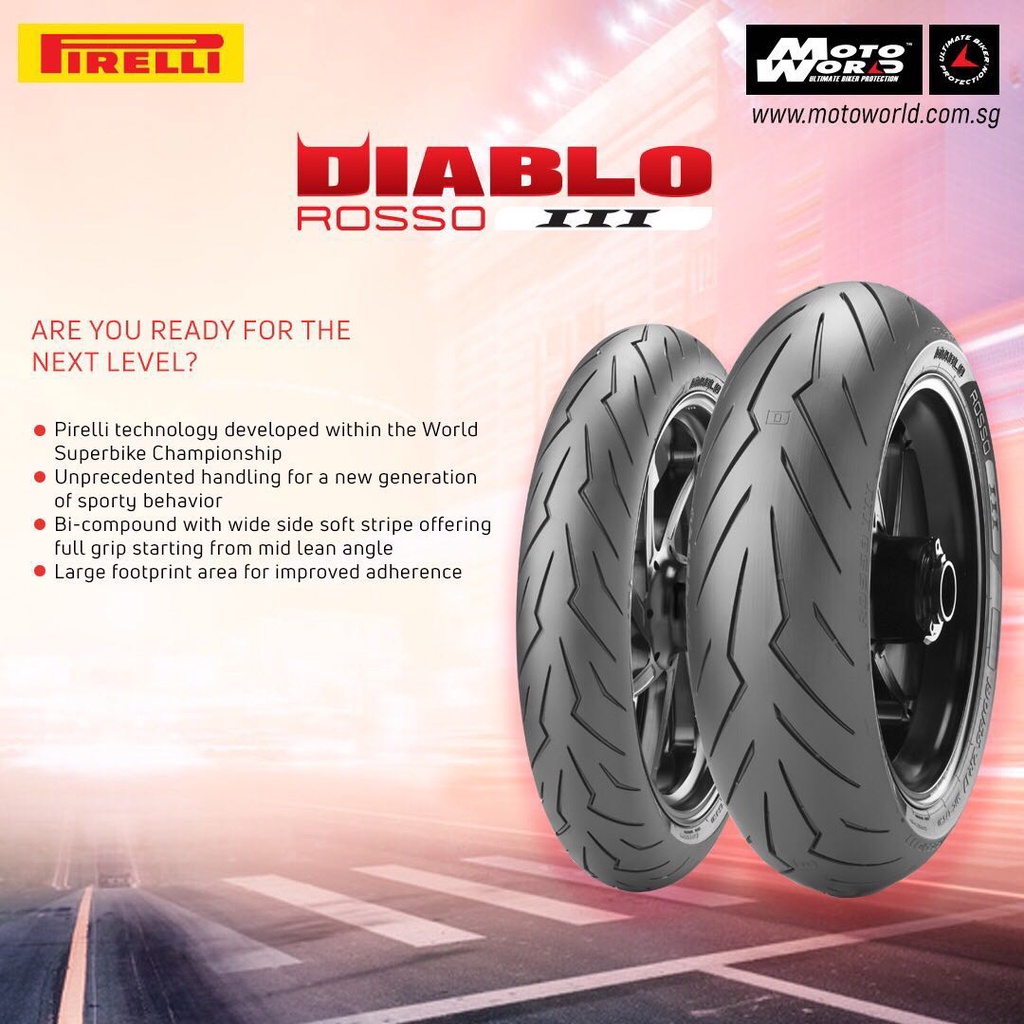 Pirelli Diablo Rosso III 3 Tayar Motor Tyre 120/70*17 240/45 110/70 140 ...