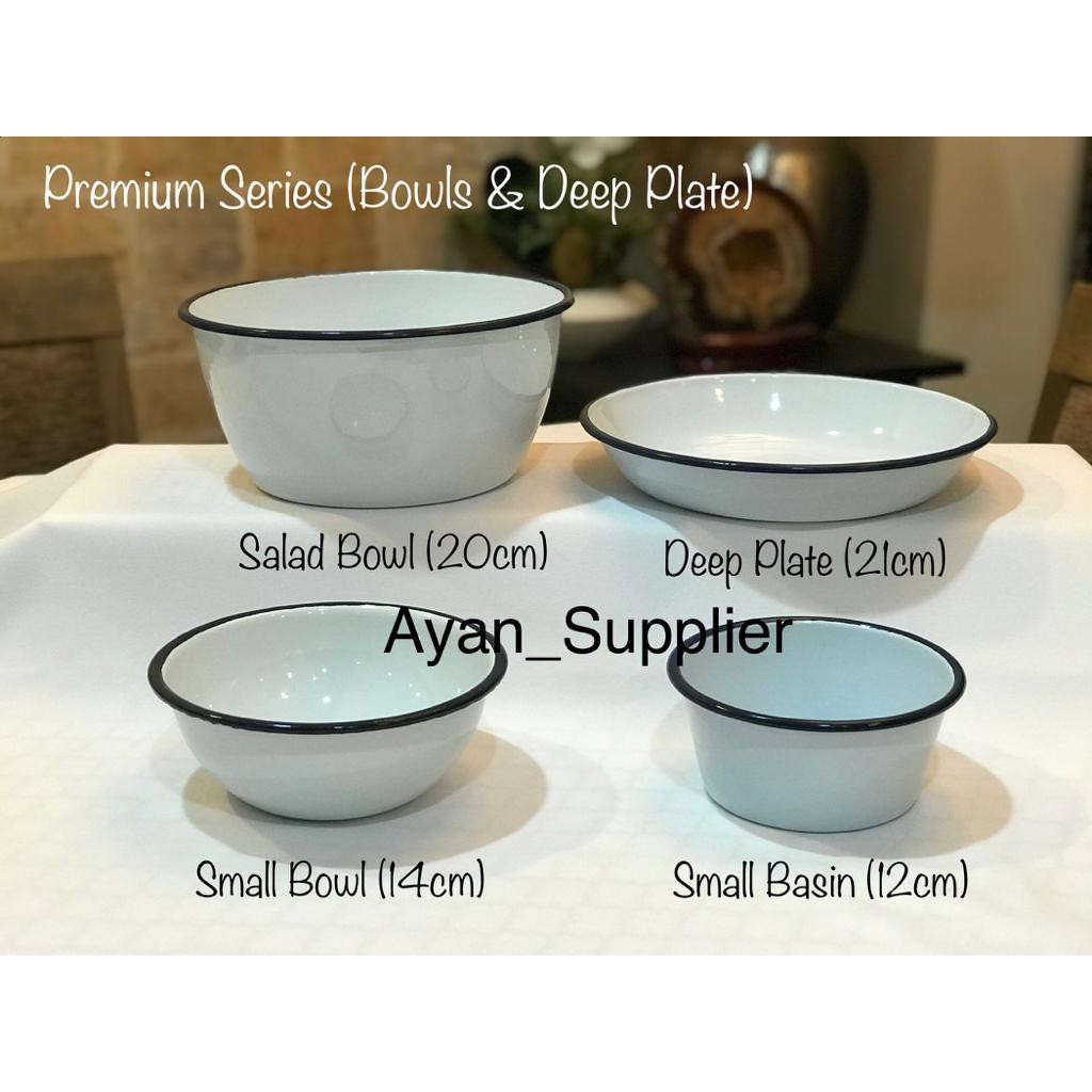 Bekalan rumah Premium Enamel Serving Plate & Bowls Pinggan Mangkuk Ayan ...