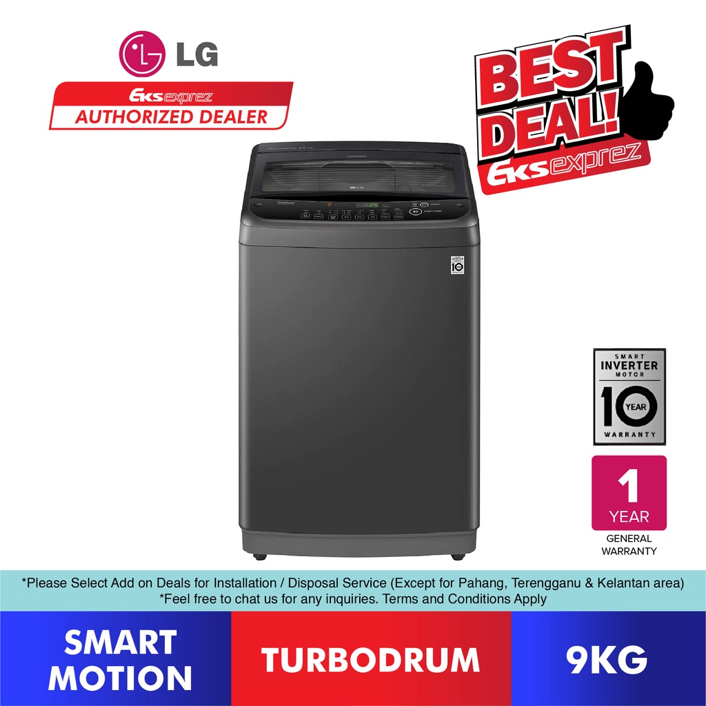 LG 9kg T2109VS2B Top Load Washer / Washing Machine with Smart Inverter ...