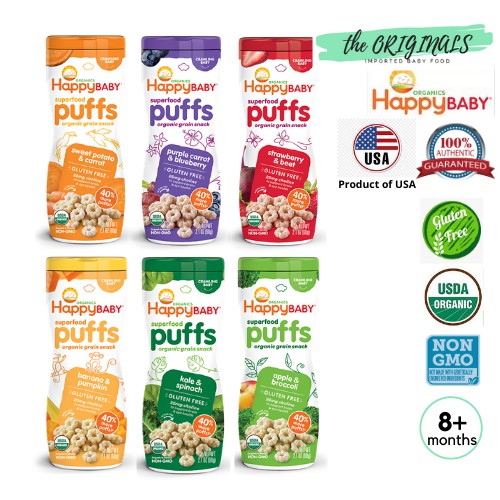 (READY STOCK) Organic HAPPY BABY Superfood Puffs Veggies Fruit & Grain ...