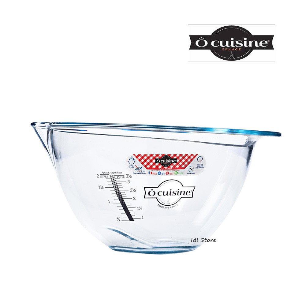 Ocuisine Borosilicate Glass Mixing Bowl Cum Measuring Bowl with Pouring ...