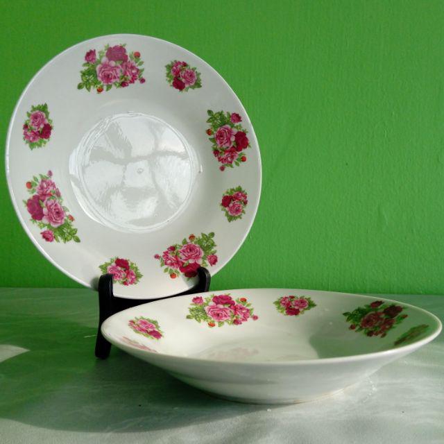 Rose Ceramic Rice Plate/Soup Plate/Bowl/Pinggan Makan/Pinggan Lauk ...