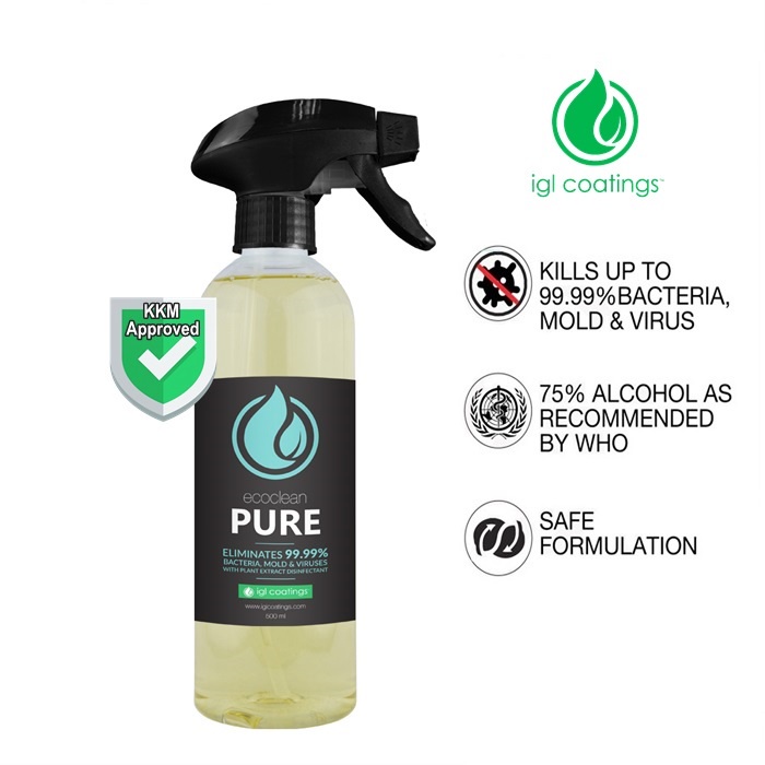 IGL Ecoclean Pure Sprayer Multipurpose All Surface Sanitizer 75% Alcohol Disinfectant Spray ...