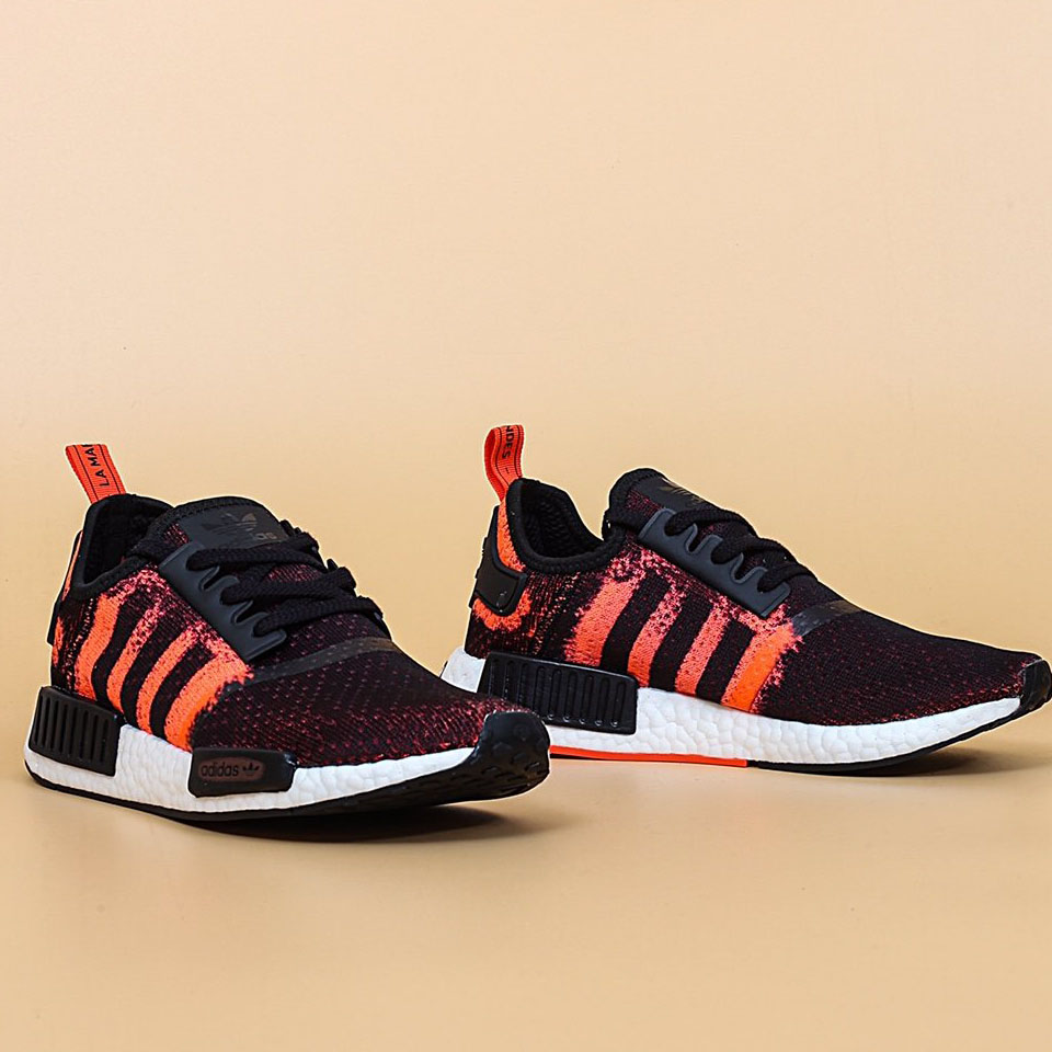 Adidas NMD R1 Black Orange Casual Sneakers | Shopee Malaysia