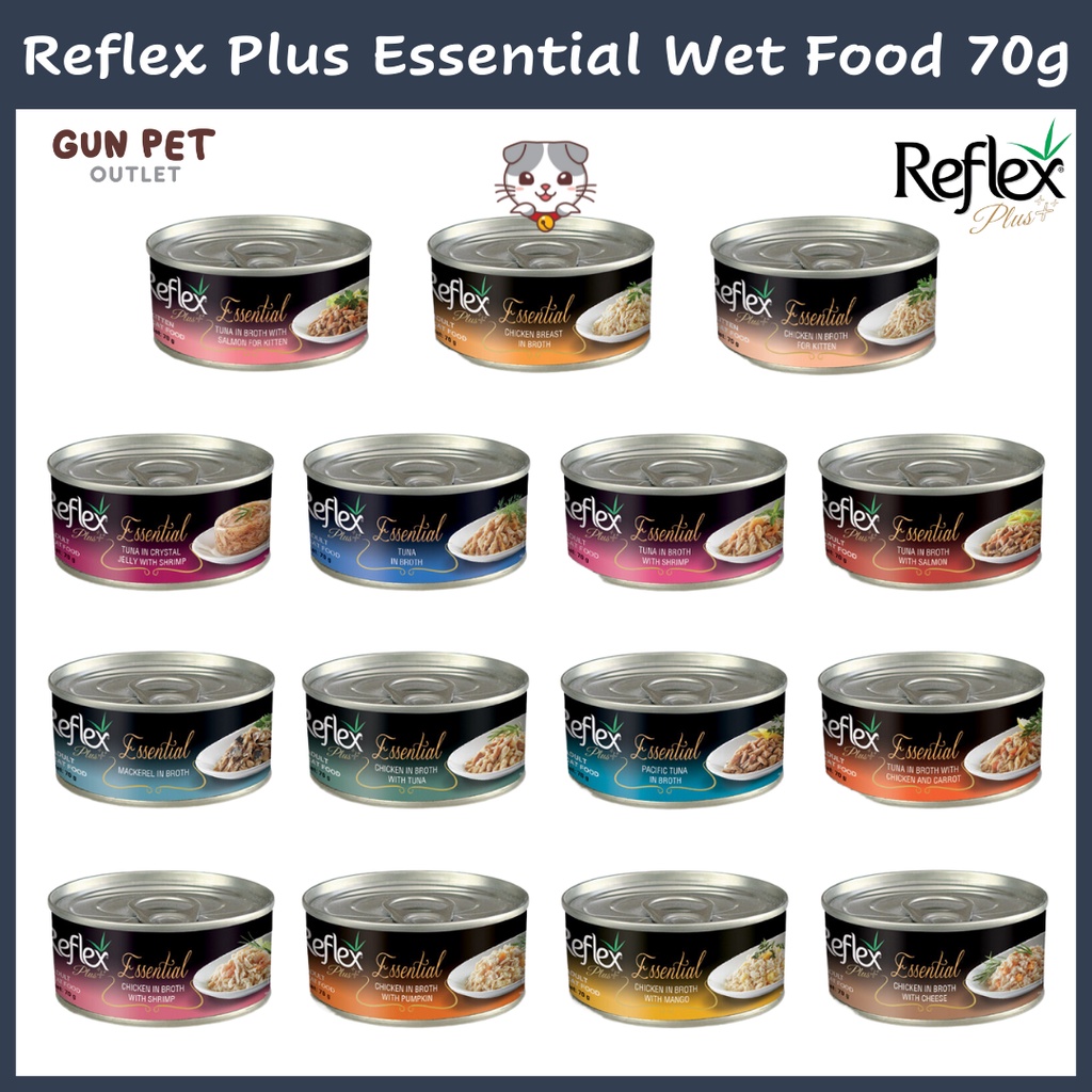 GUN PET Reflex Plus Essential Cat Canned Wet Food 70g Can Kitten Adult ...