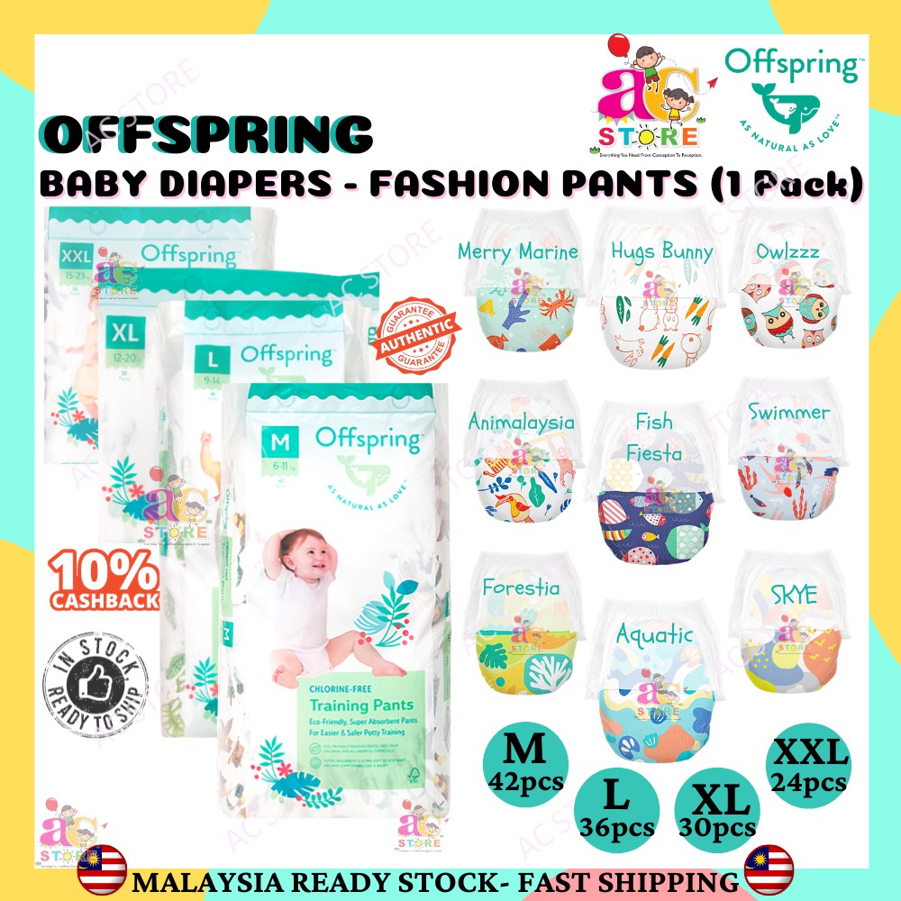 AC-Offspring Fashion Pants Clorine Free Baby Diapers ( M 42 / L 36 / XL ...