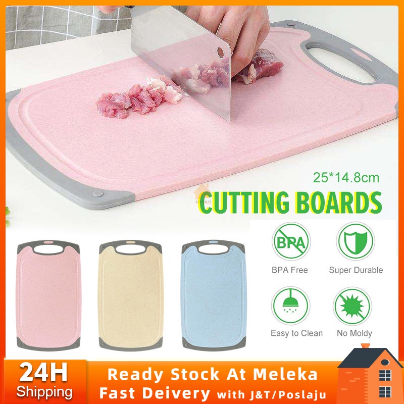 Double Sided Chopping Board Wheat Straw Kitchen Slicing Cutting Board Antibacterial Mencincang ...