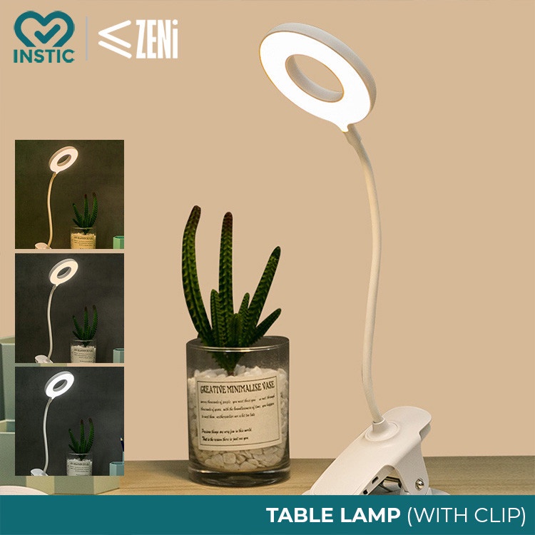 ZENi LED Table Lamp Z2 | 3 Colors Rechargeable Desk Light with Bulldog ...