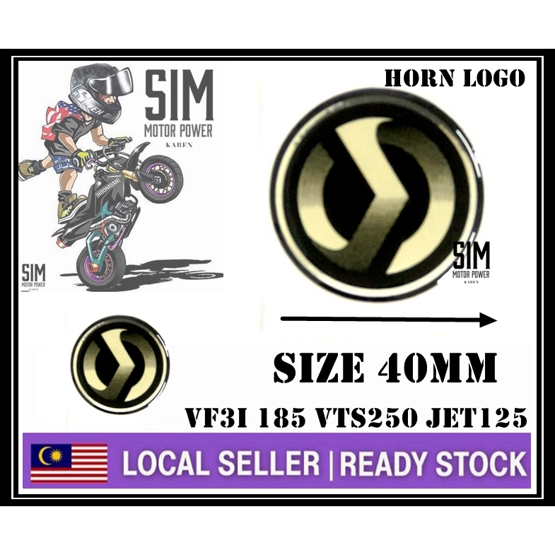 SYM VTS200 HORN LOGO 40MM VF3I 185 VTS250 JET125 JETPOWER SLOGO STICKER ...