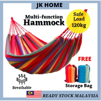 JK HOME Rainbow Hammock Outdoor Canvas Fabric Camping Striped Hammocks ...