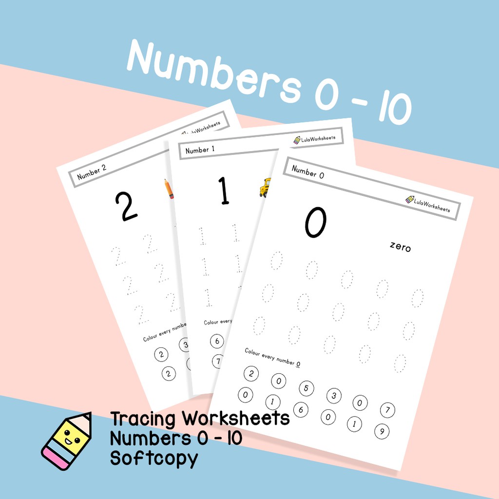Learn Numbers 0 to 10 Tracing Worksheet Preschool Kindergarten Softcopy ...