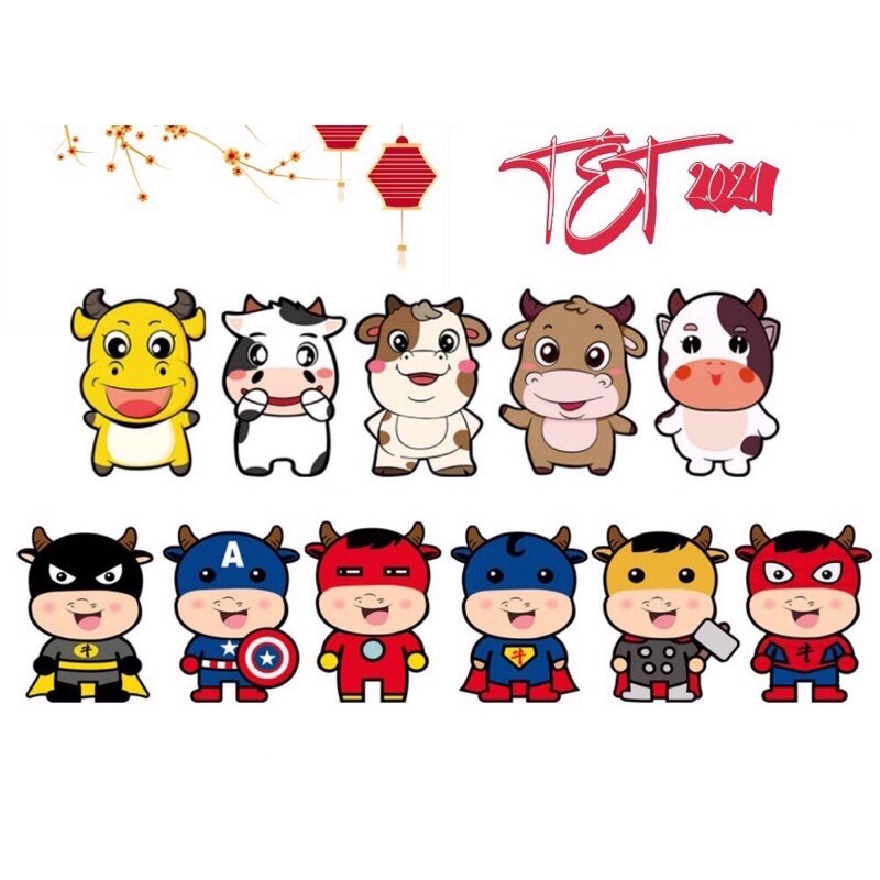 Packaging ️ 2021 Tan Ox Chibi Cartoon New Year Full Cardboard Standard ...