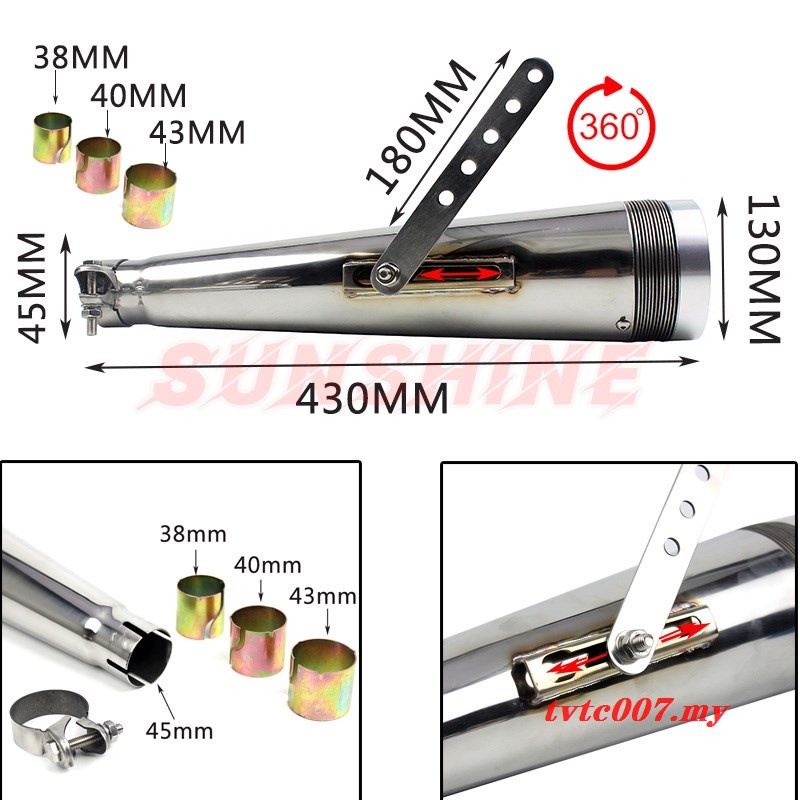 007MOTO 38mm 40mm 43mm 45mm Universal Motorcycle Exhaust Pitbike ...