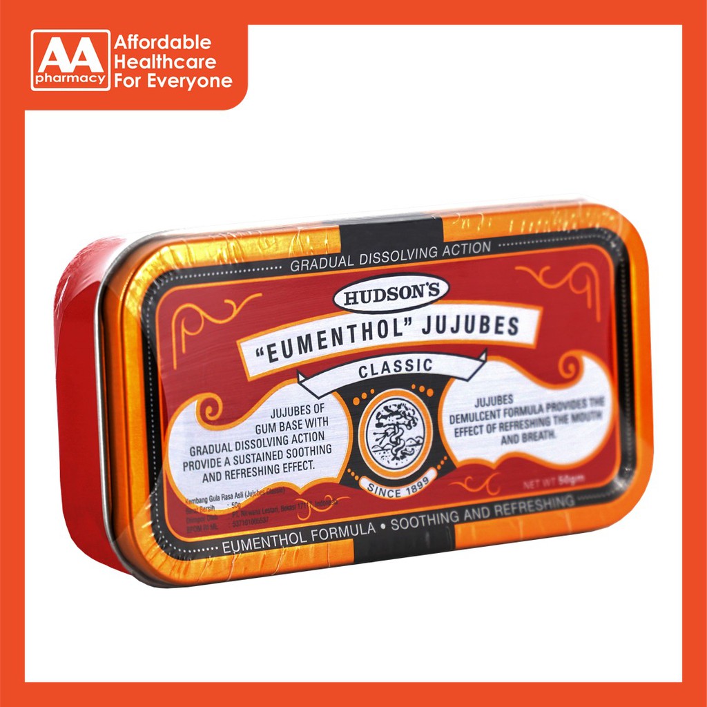 Hudsons Eumenthol Jujubes (Classic/ Honey Lemon) 50g (Tin) | Shopee ...