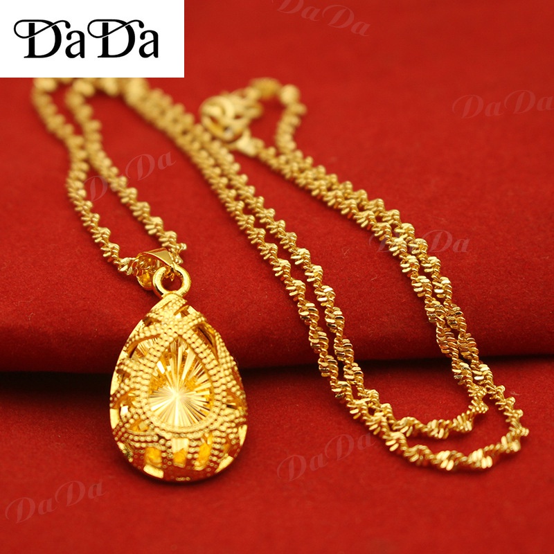 gold 916 original malaysia necklace for women water-drop pendant ...