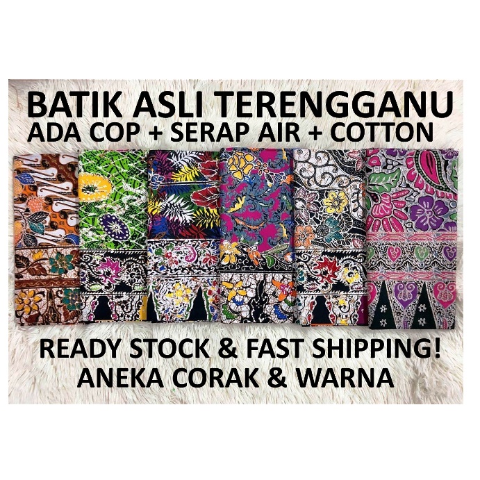 Batik Terengganu Asli Kain Sarung 100% ASLI COTTON +SERAP AIR+ ADA COP ...