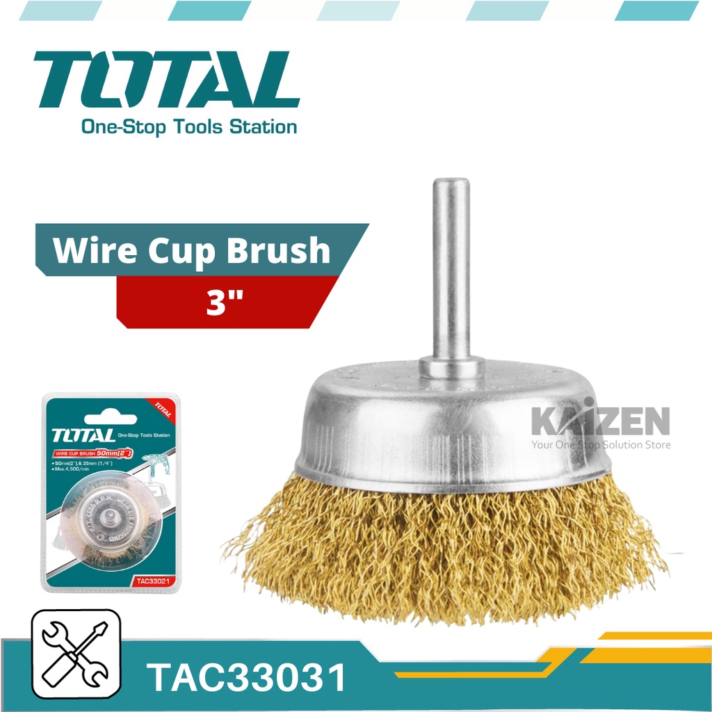 TOTAL TAC33031 Wire Cup Brush with Shank 75MM (3") | Shopee Malaysia