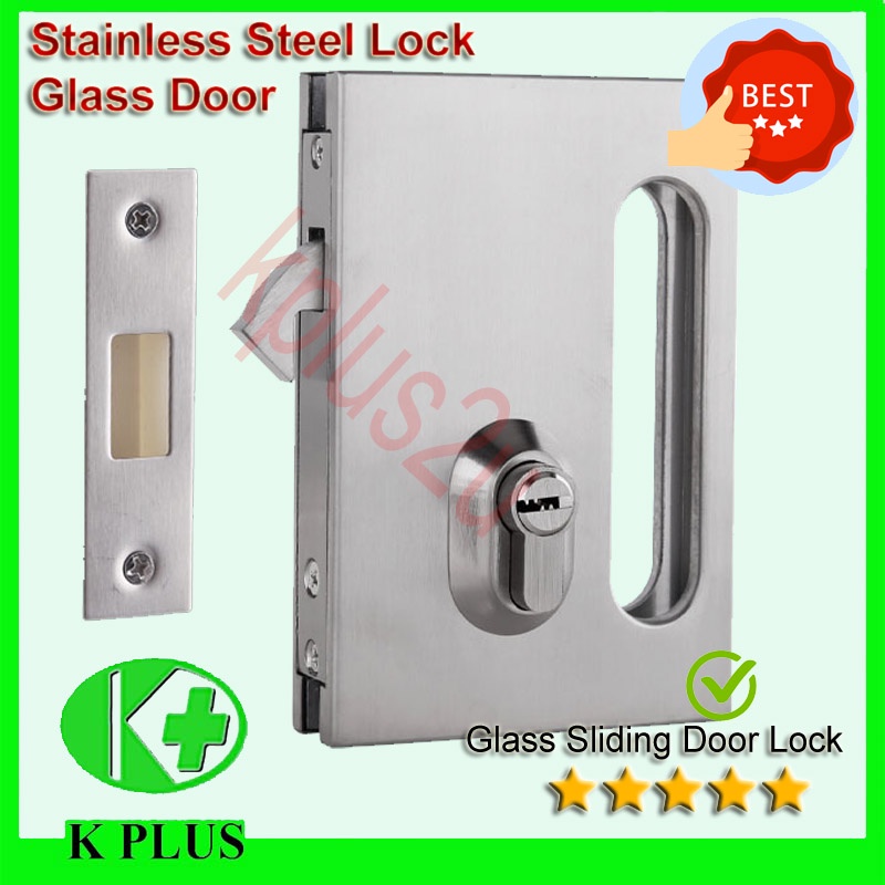 Glass Door Lock Square Tempered Glass Sliding Door Lock Kunci Pintu gelongsor kaca 玻璃拉门锁白钢 Inox ...
