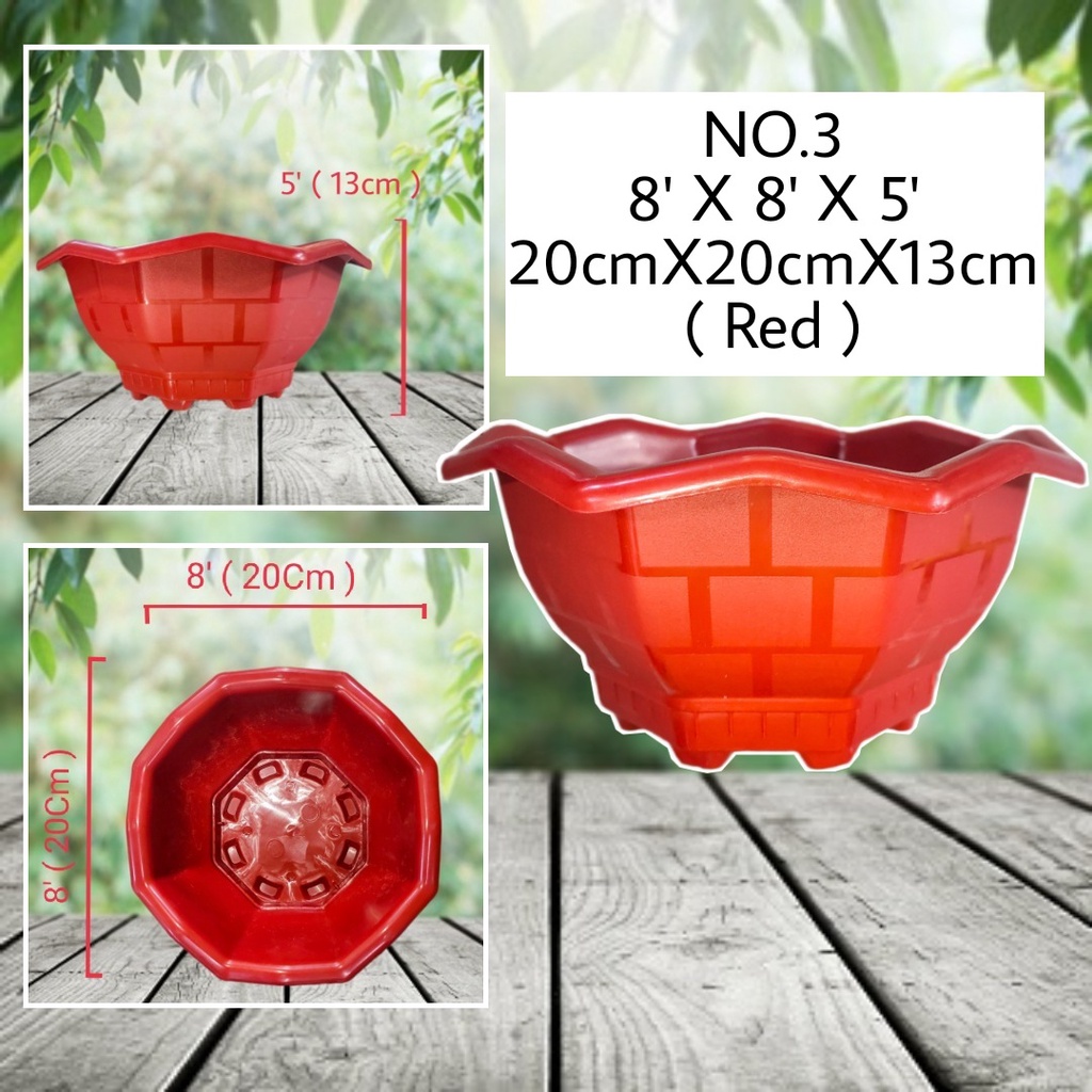Pasu bunga plastik Octagon plastic flower pot 花盆 /home / gardening ...